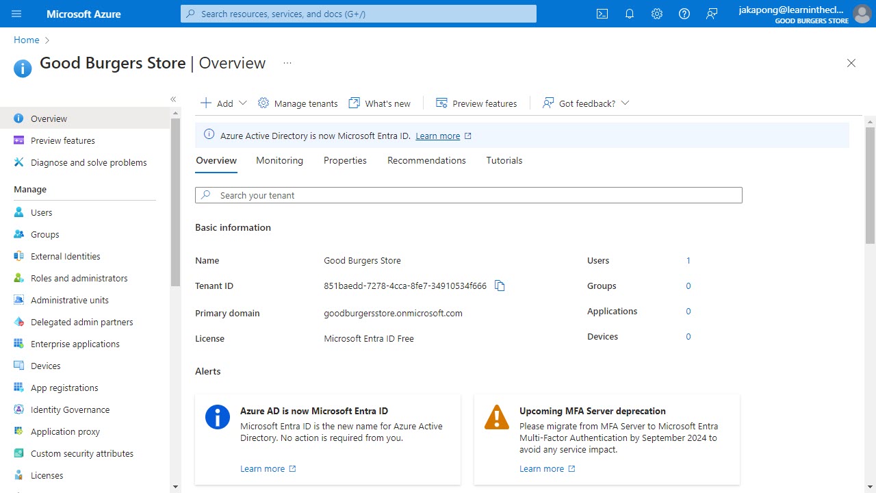 Create a new tenant - Learn In the Cloud